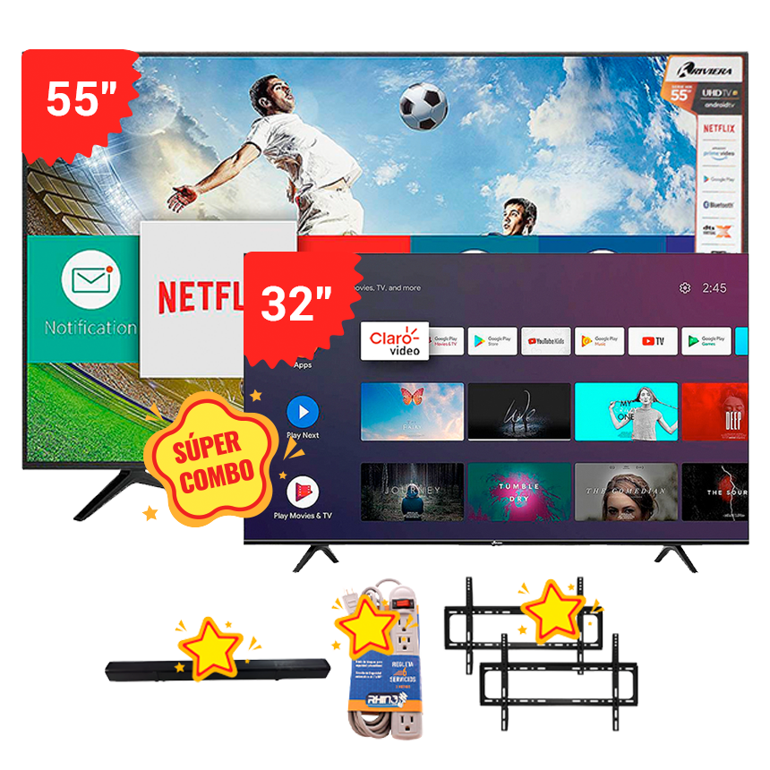 COMBO RIVIERA 55" (RLED-GLT55HIKA5) + 32" (RIVTELFHDGLT32TPXM) | Tienda ...
