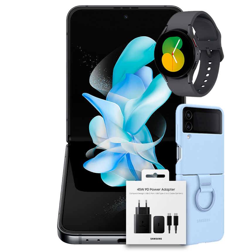 SAMSUNG GALAXY Z FLIP 4 + COVER RING + GALAXY WATCH 5 40MM GRAFITO ...