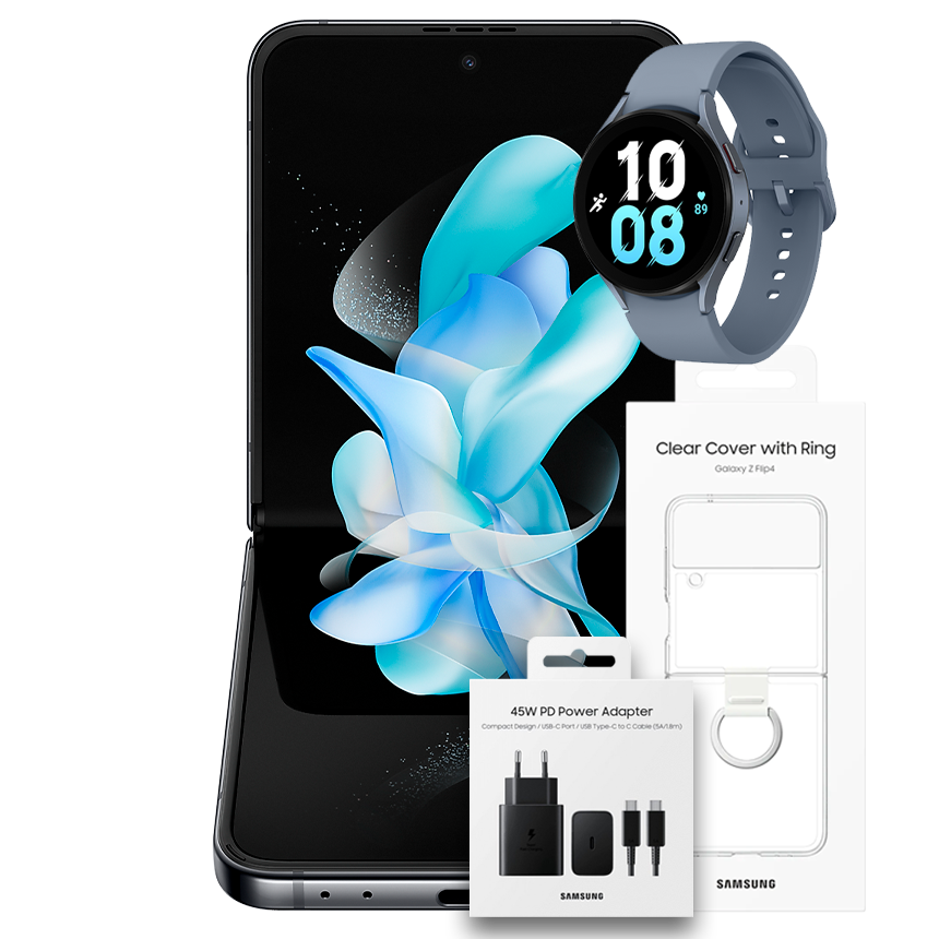 SAMSUNG GALAXY Z FLIP 4 + COVER RING + GALAXY WATCH 5 44MM SAFIRO ...