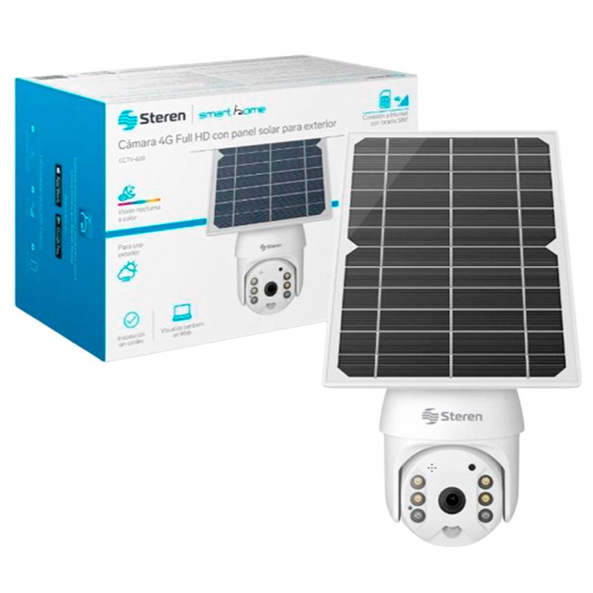 STEREN CÁMARA DE SEGURIDAD 4G 2MPX ROBOTIZADA CON PANEL SOLAR PARA ...